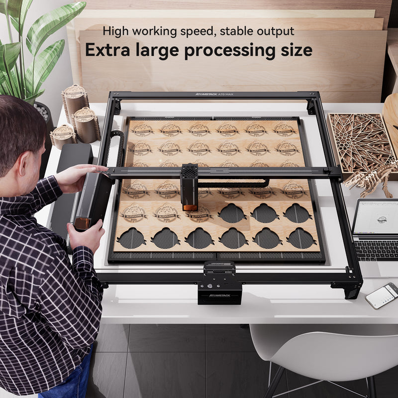 ATOMSTACK A70 X70 MAX 70W Desktop Diode Laser Engraver Auto Focus Meta