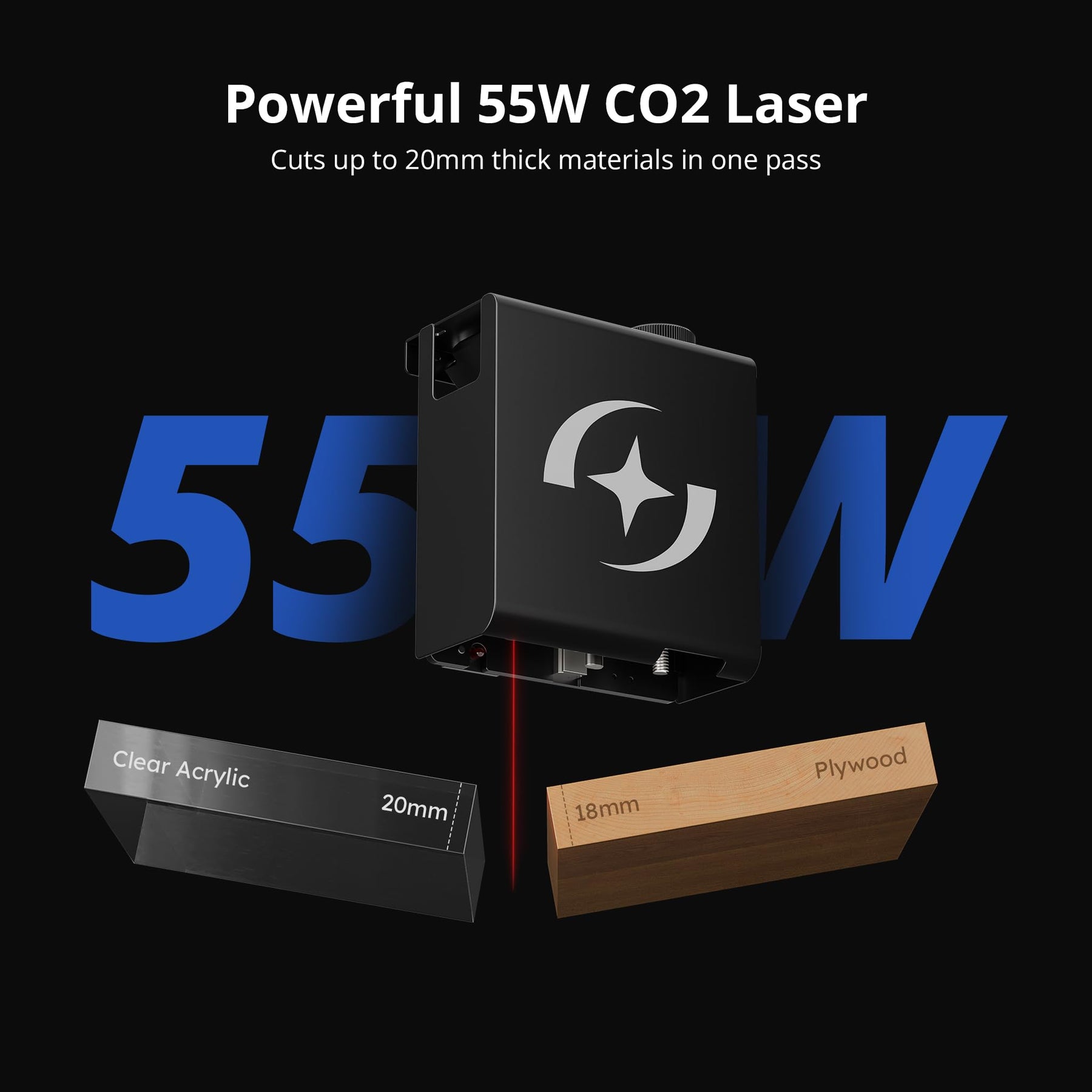 ATOMSTACK Hurricane 55W Large Area 500x300mm Desktop CO2 Laser Engravi