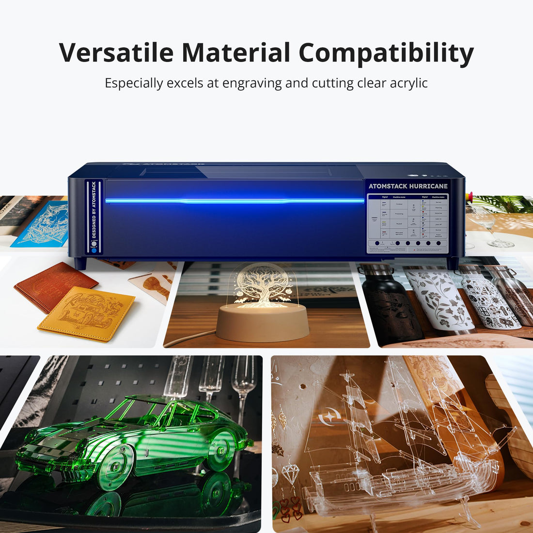 ATOMSTACK Hurricane 55W Large Area 500x300mm Desktop CO2 Laser Engravi