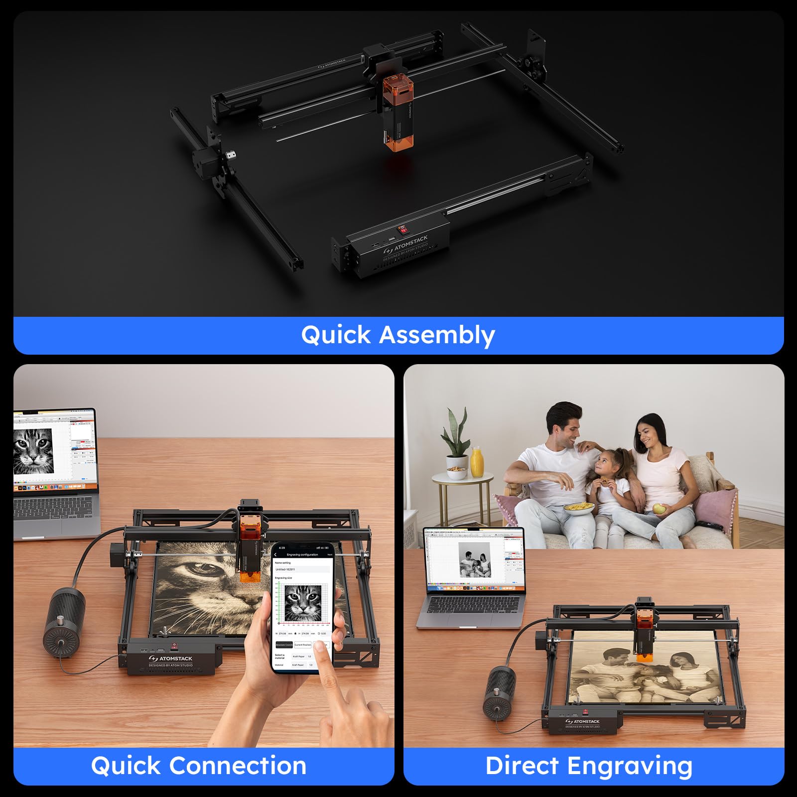 ATOMSTACK 10W Laser Engraver, A10 PRO V2 Laser Cutter, 0.06mm High Acc