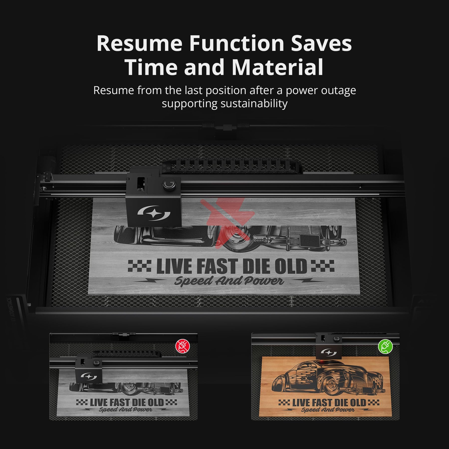 ATOMSTACK Hurricane 55W Large Area 500x300mm Desktop CO2 Laser Engravi