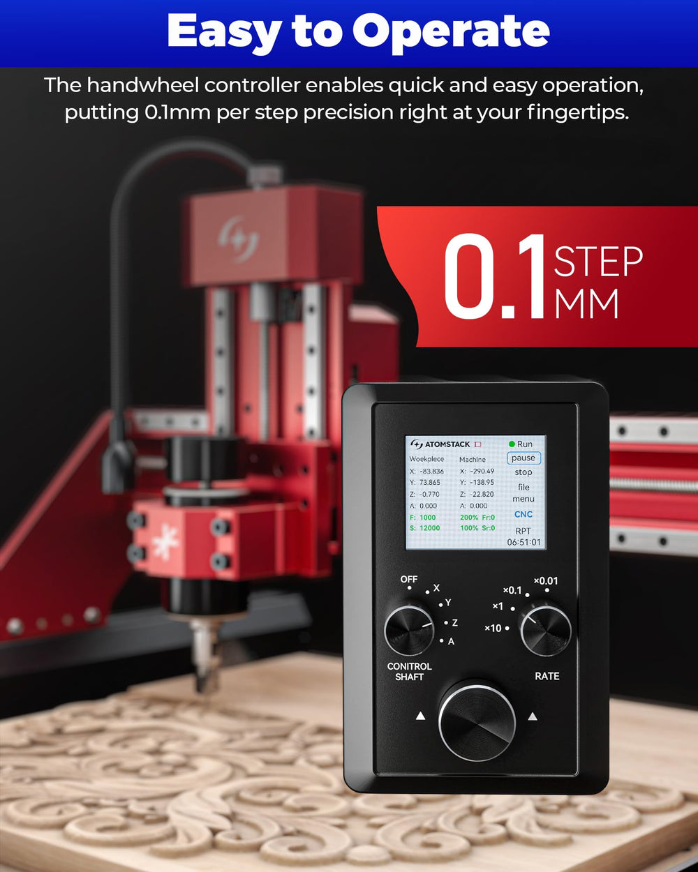 ATOMSTACK C4 Pro 4-Axis CNC Router Machine, 200W Spindle, Desktop Cutt