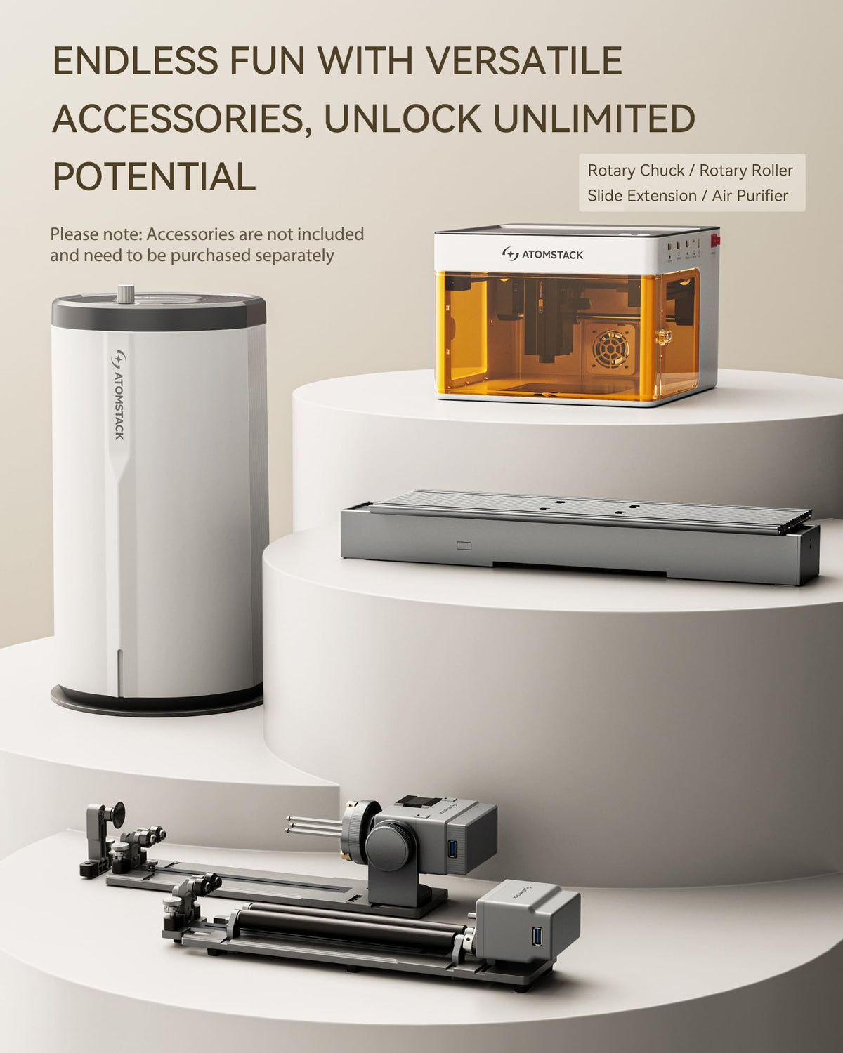 AtomStack P1 First Entry-Level Mini Dual-Laser Engraver Enclosed Porta